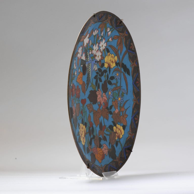 Lovely 19c Antique Meiji Period Japanese Charger Bird Bronze Cloisonne ...