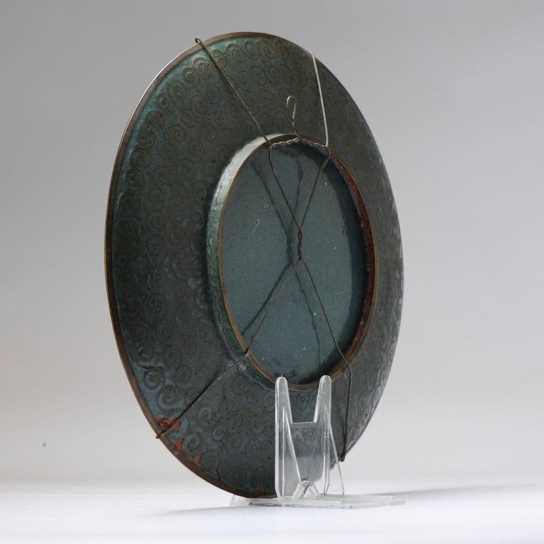 Lovely 19c Antique Meiji Period Japanese Charger Bird Bronze Cloisonne ...