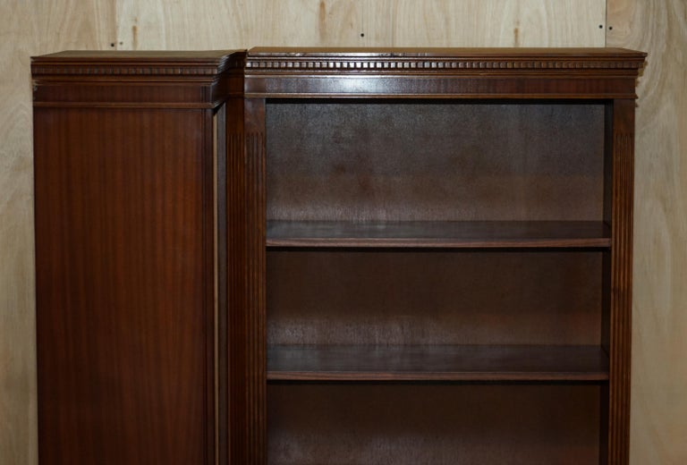 Lovely 2 Piece Flamed Hardwood Open Library Bookcase Part of a Paired ...
