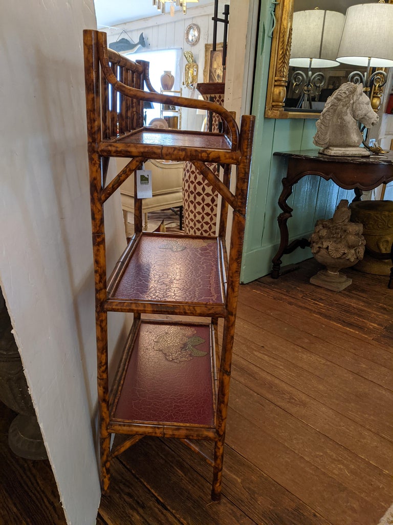 Lovely 3 Tier Vintage Bamboo Shelving Unit with Faux Painted Shelves ...