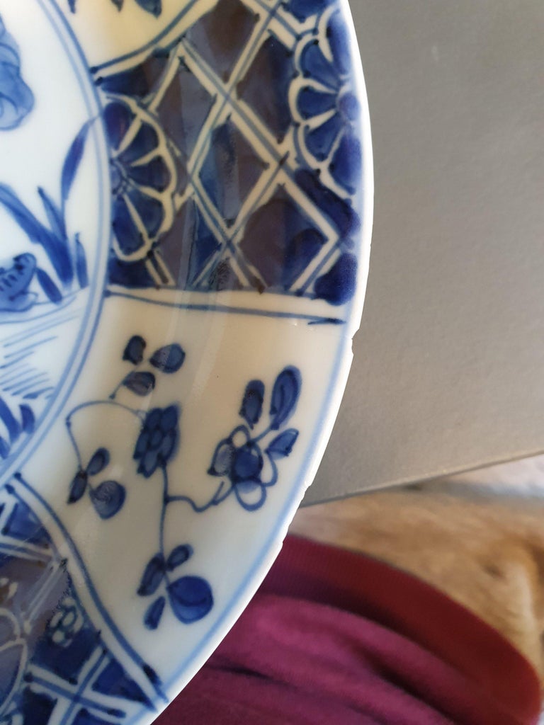 Lovely Antique Blue white Dish Lotus Ducks Qing Chinese Porcelain Ch ...