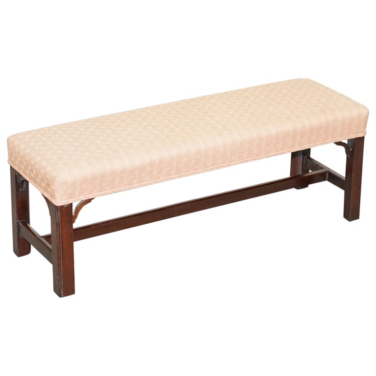 Lovely Antique circa 1900 English Oak Upholstered Bench Long Footstool ...