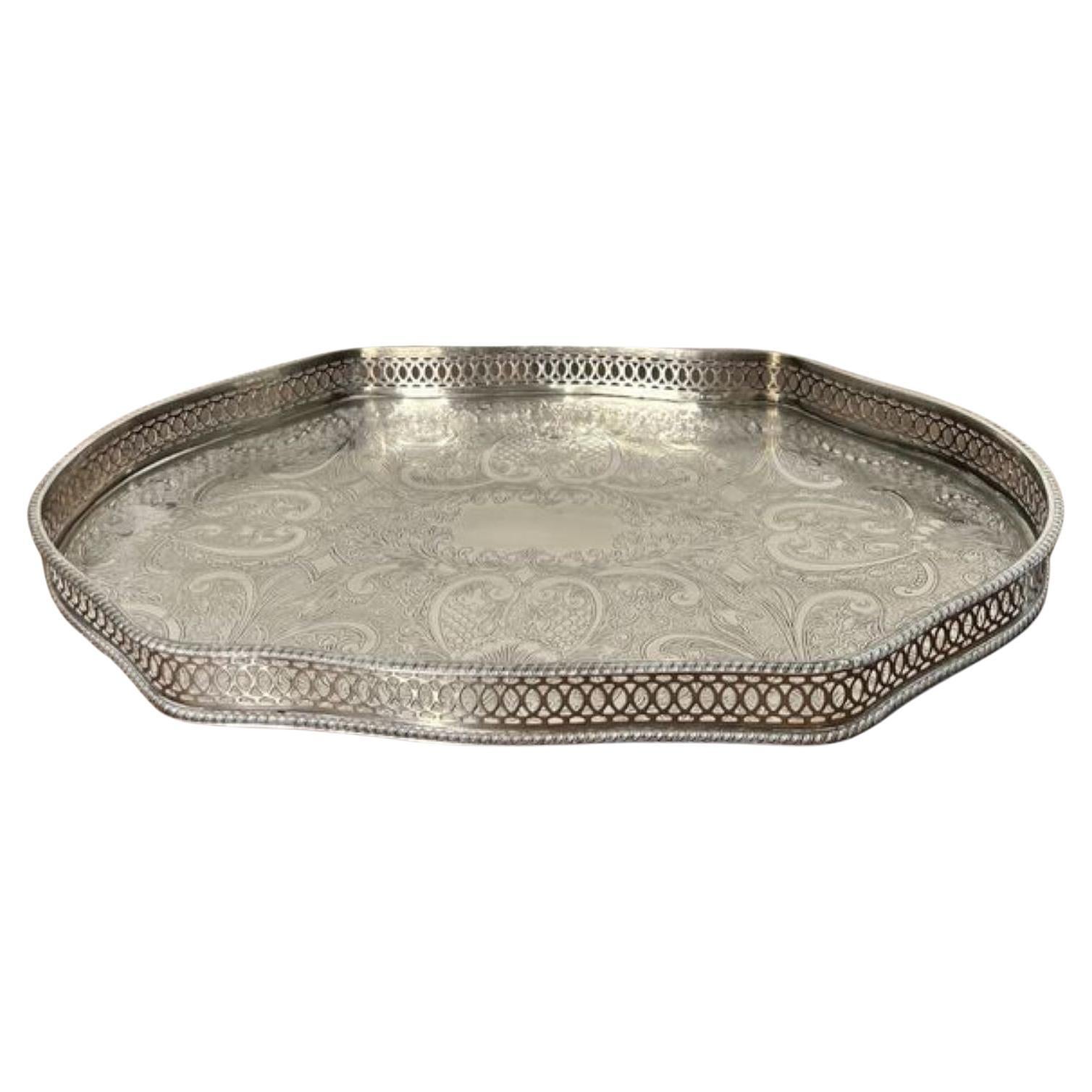 Lovely antique Edwardian quality silver plated engraved tray For Sale ...