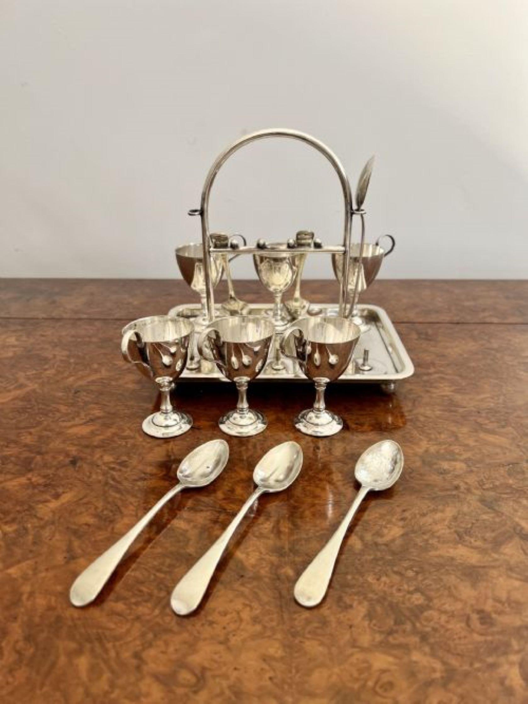 Lovely antique Edwardian quality silver plated large egg cruet set For ...