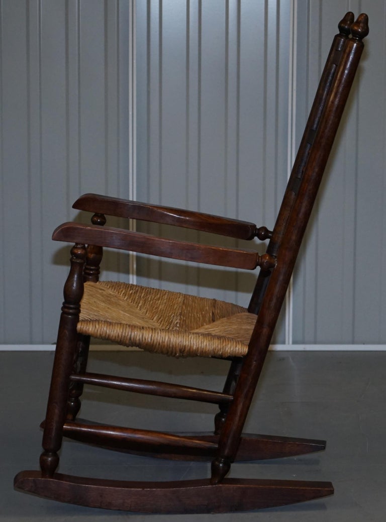 Lovely Antique Elm Victorian William Morris Sussex Chair Style Rocking ...