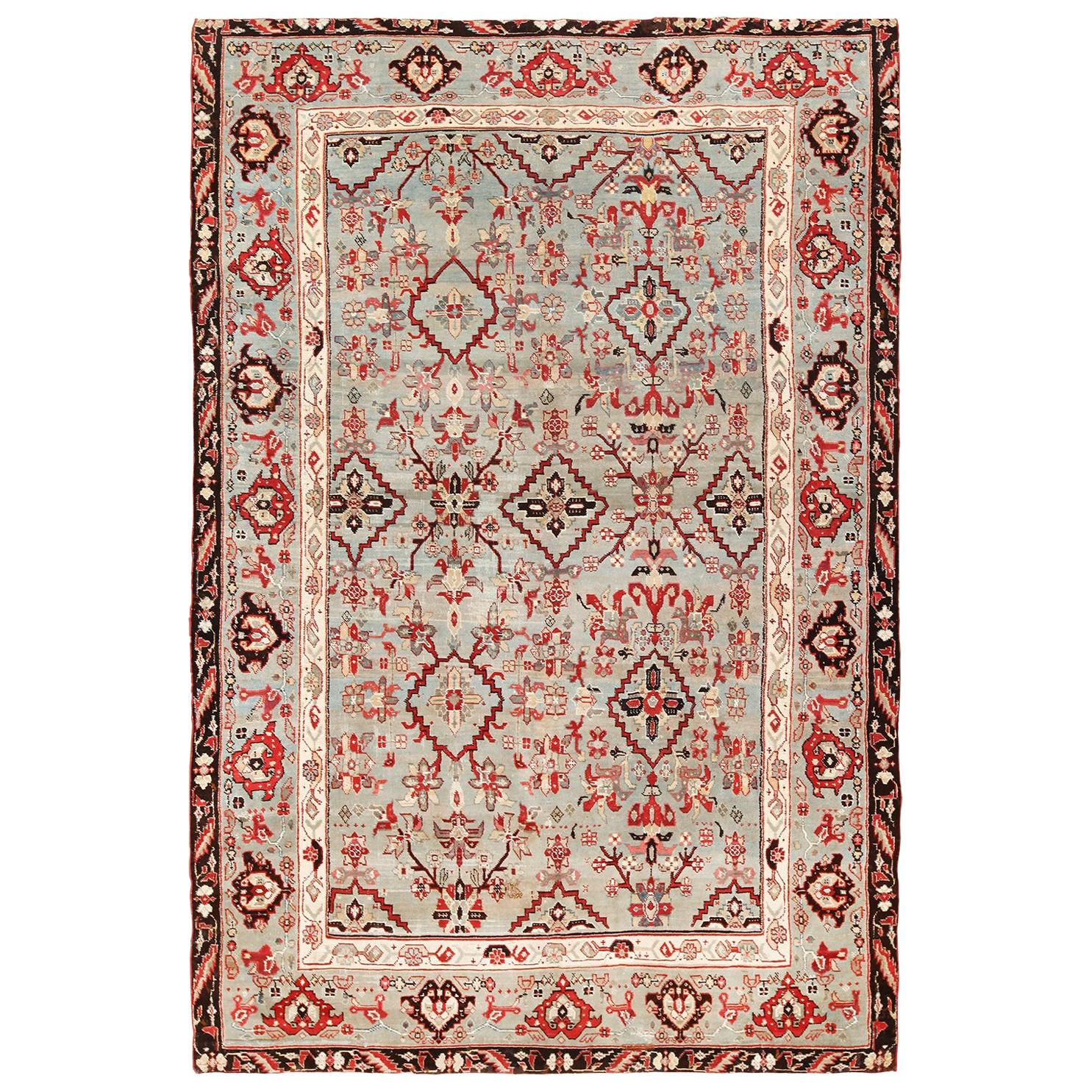 Light Blue Antique Indian Rug. Size: 10 ft 10 in x 14 ft 6 in (3.3 m x ...