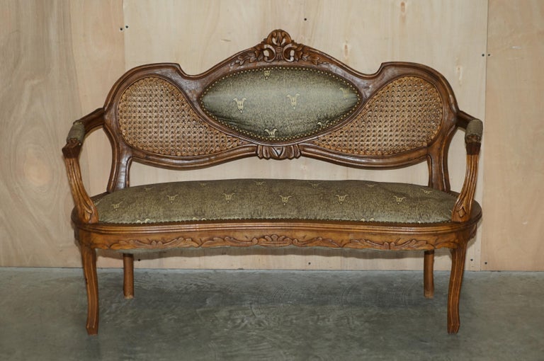 LOVELY ANTIQUE NAPOLEON III CIRCA 1890 BERGERE WiNDOW SEAT BENCH SETTEE ...