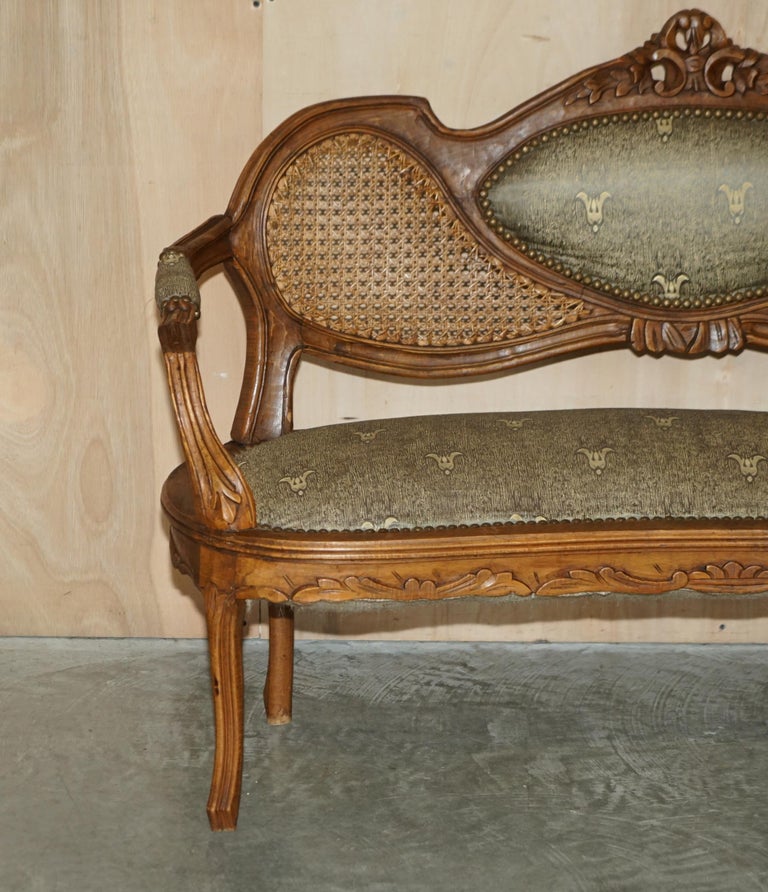 LOVELY ANTIQUE NAPOLEON III CIRCA 1890 BERGERE WiNDOW SEAT BENCH SETTEE ...