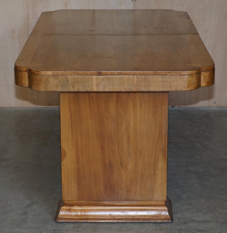 Lovely Antique Quarter Cut Walnut Art Deco Extending Dining Table ...