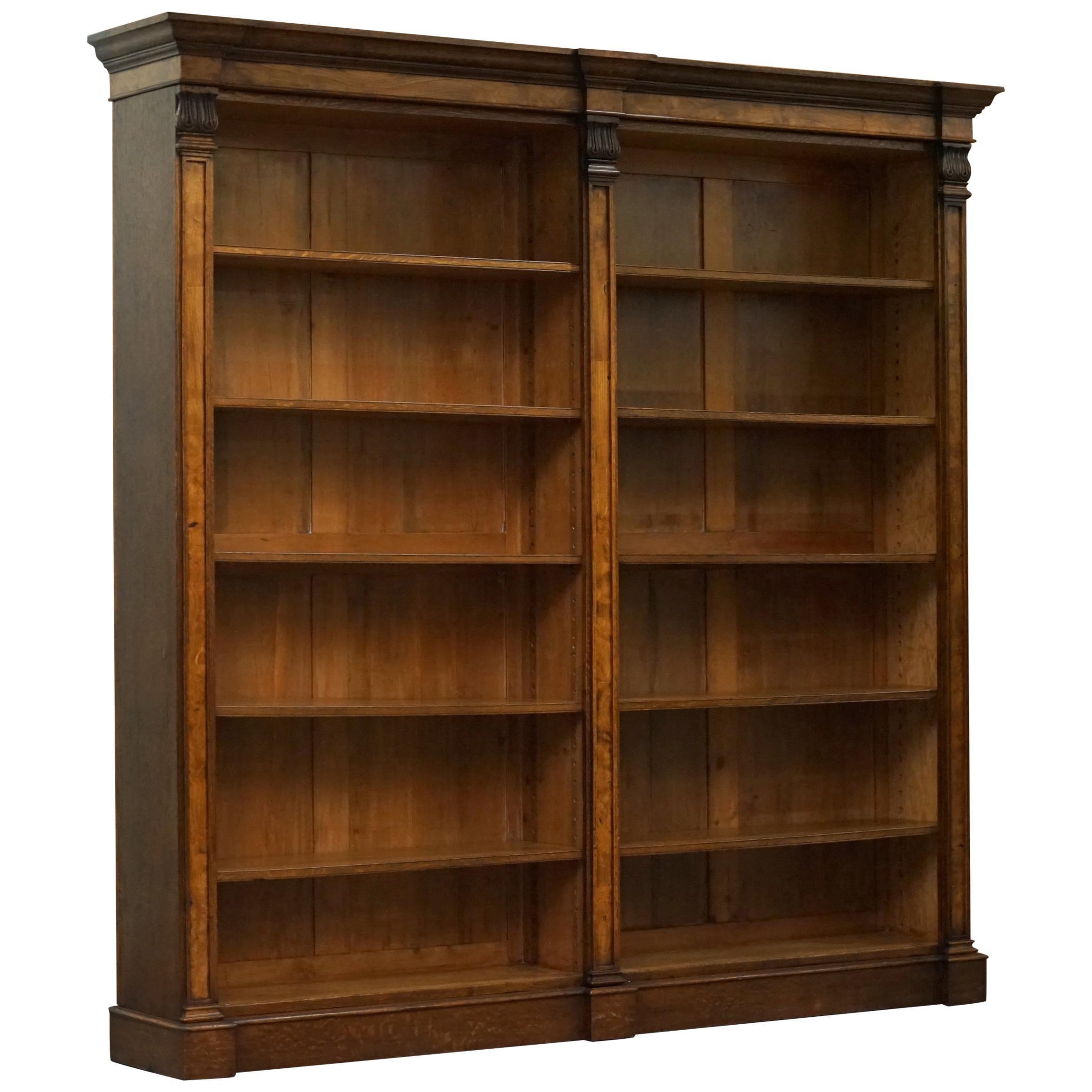 Lovely Antique Victorian CIR 1880 Pollard Oak Double Bank Open Library ...