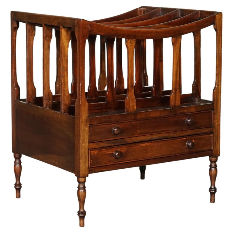 Lovely Antque Mahogany Canterbury Books Magazine Newspaper Rack For ...