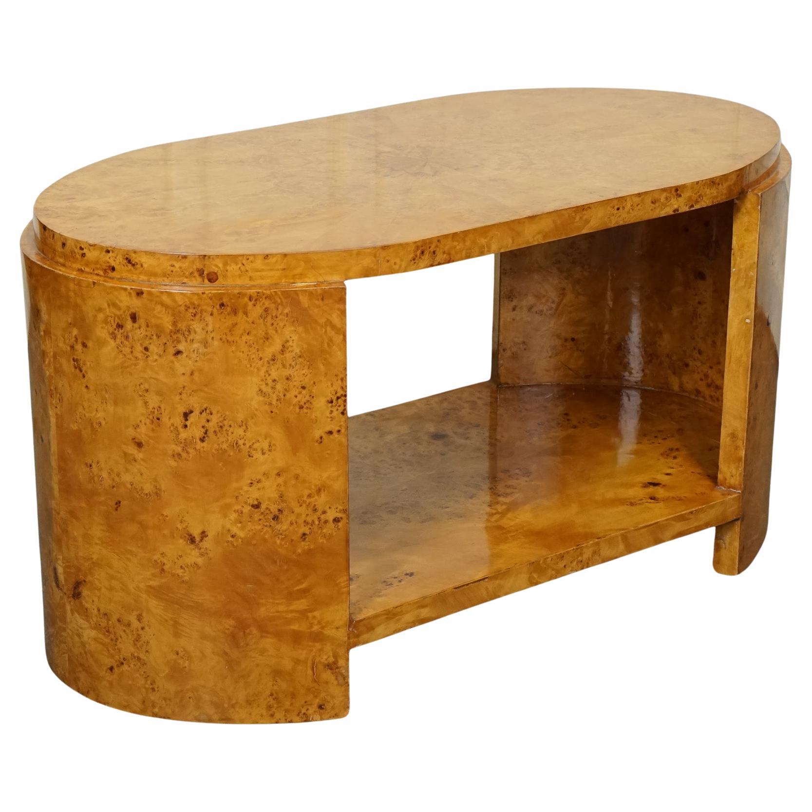 Art Deco Style Oval Elm Coffee Table For Sale at 1stDibs