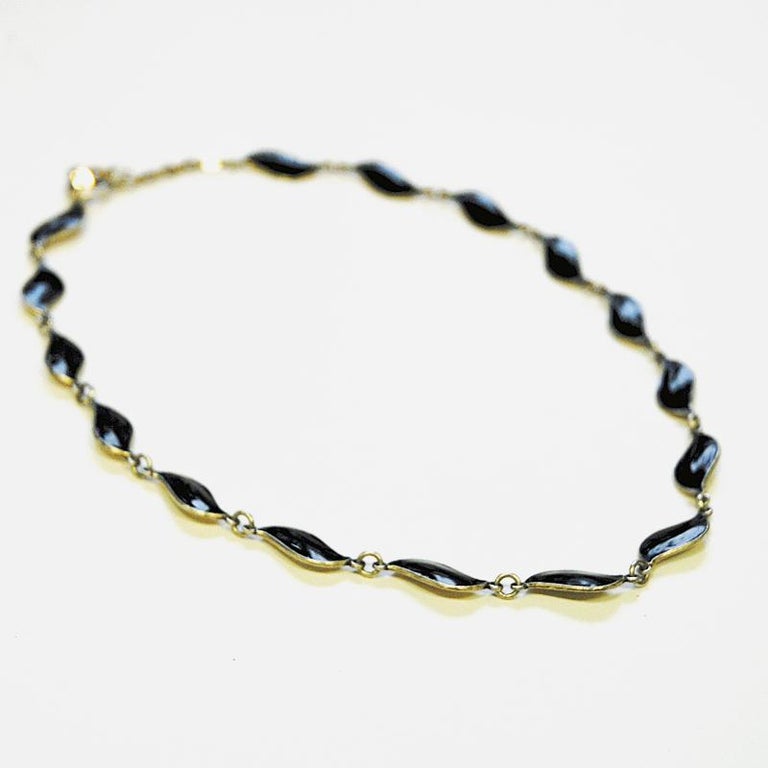 Lovely Black Enameled Necklace by Aksel Holmsen, 1950s, Norway at 1stDibs