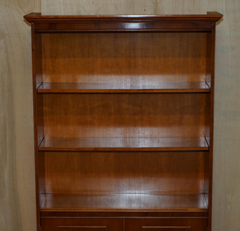 Lovely Bradley Furniture England Yew Wood Open Library Bookcase Cupboard Base For Sale at 1stDibs