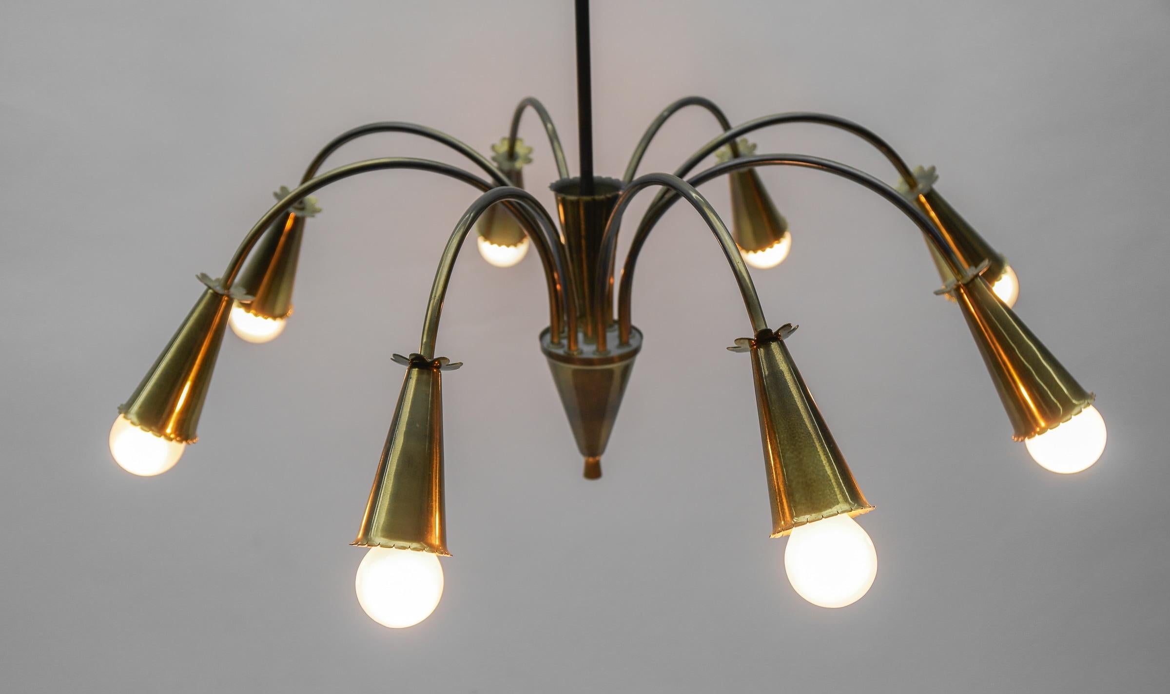 Lovely Brass Midcentury Sputnik Lamp, Austrian, 1950s For Sale at 1stDibs