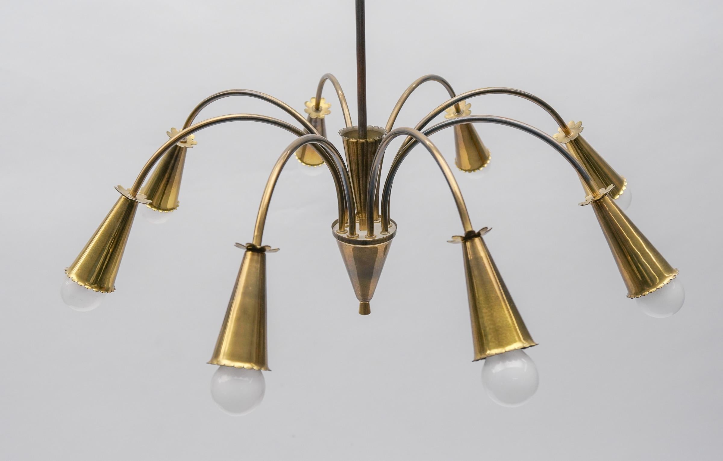 Lovely Brass Midcentury Sputnik Lamp, Austrian, 1950s For Sale at 1stDibs