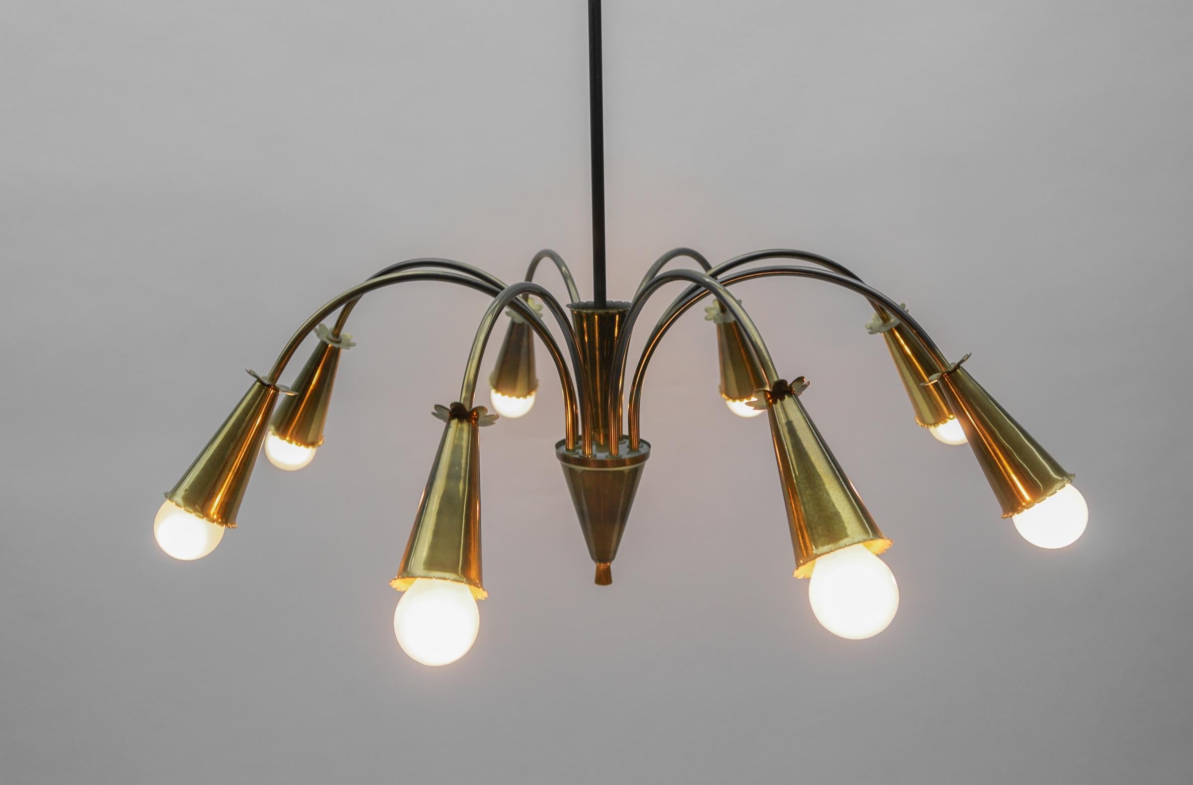 Lovely Brass Midcentury Sputnik Lamp, Austrian, 1950s For Sale at 1stDibs