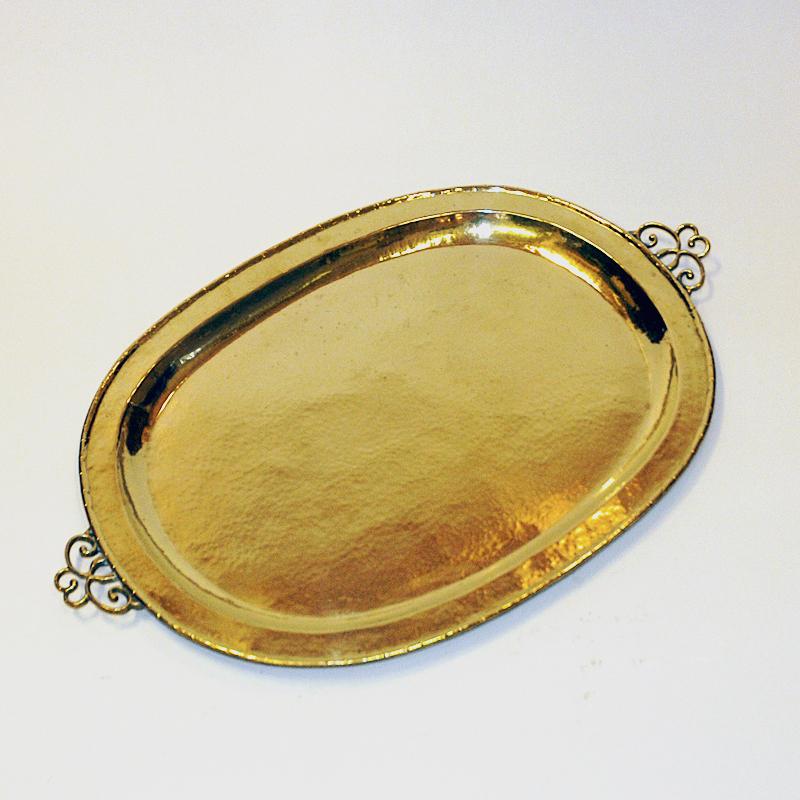 Lovely brass plate or tray with handles by E. Erickson 1930s Sweden For ...