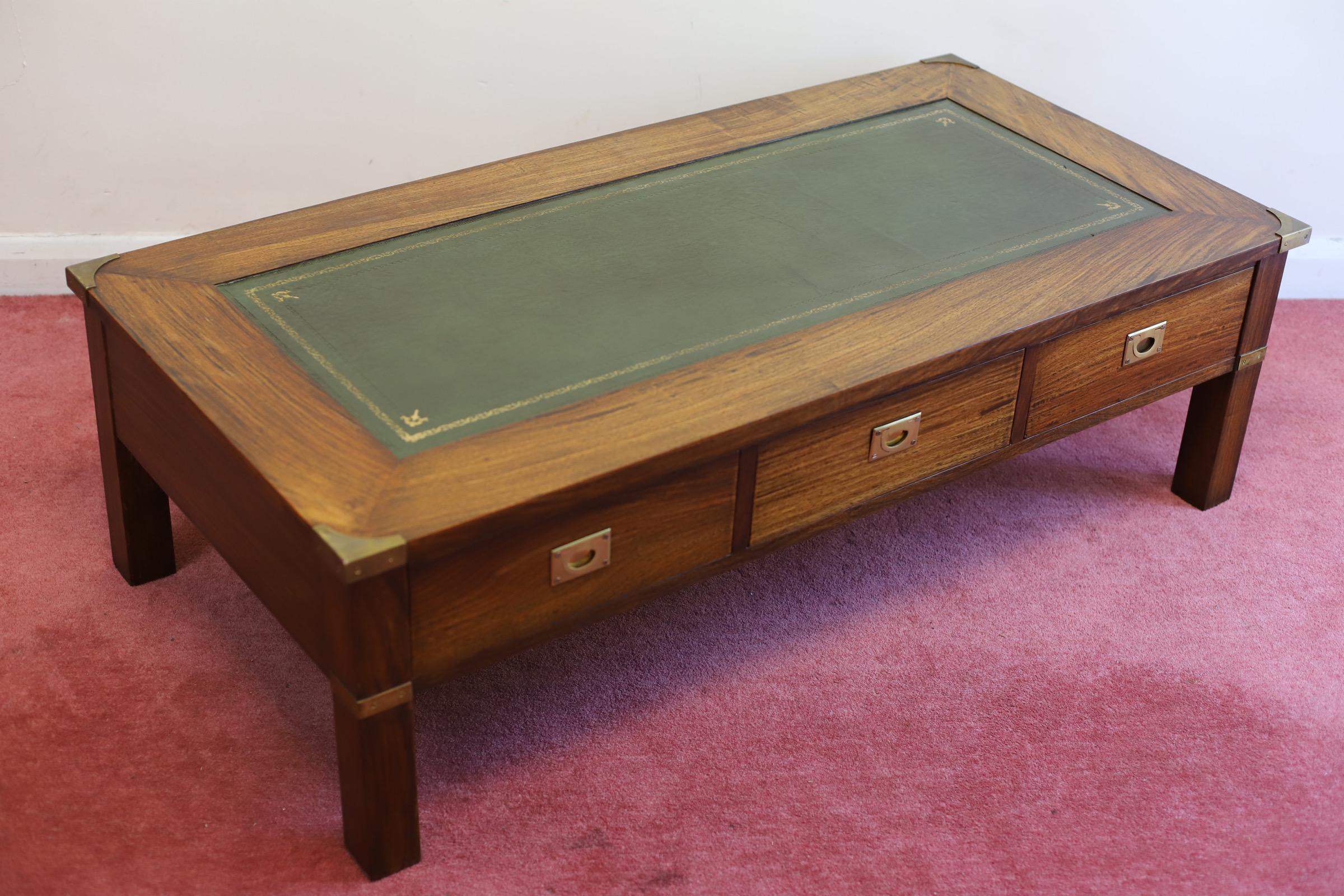 Lovely Campaign Style Oak Coffee Table For Sale at 1stDibs