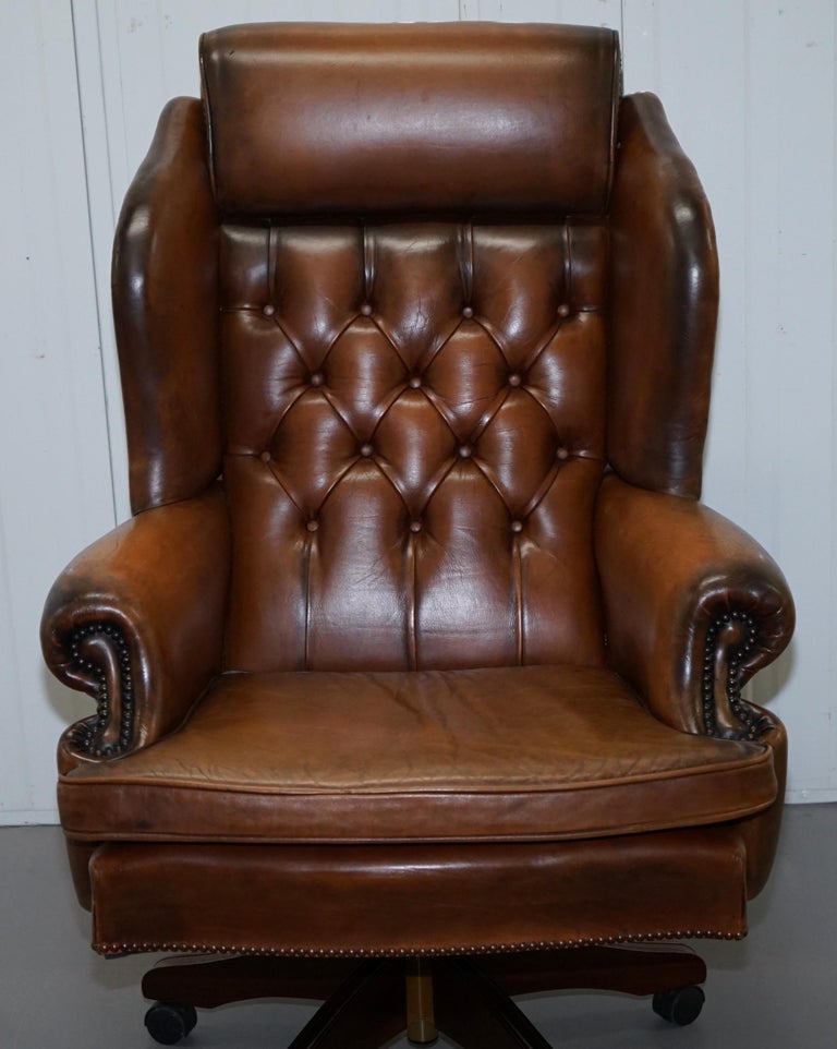 Lovely Chesterfield Presidents High Back Brown Leather Directors ...