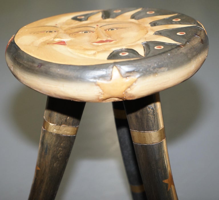Lovely Childrens Sun and Moon Hand Painted Stool Very Decorative Well ...