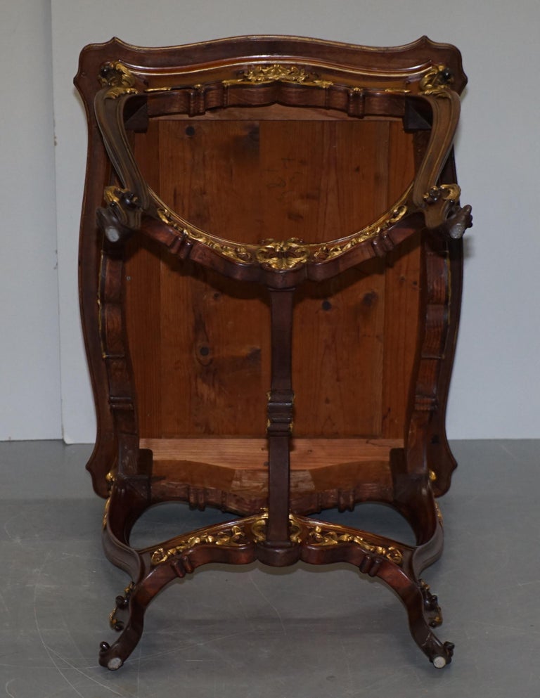 Lovely circa 1900 Late Victorian French Pine Brown Leather Gold Gilt ...