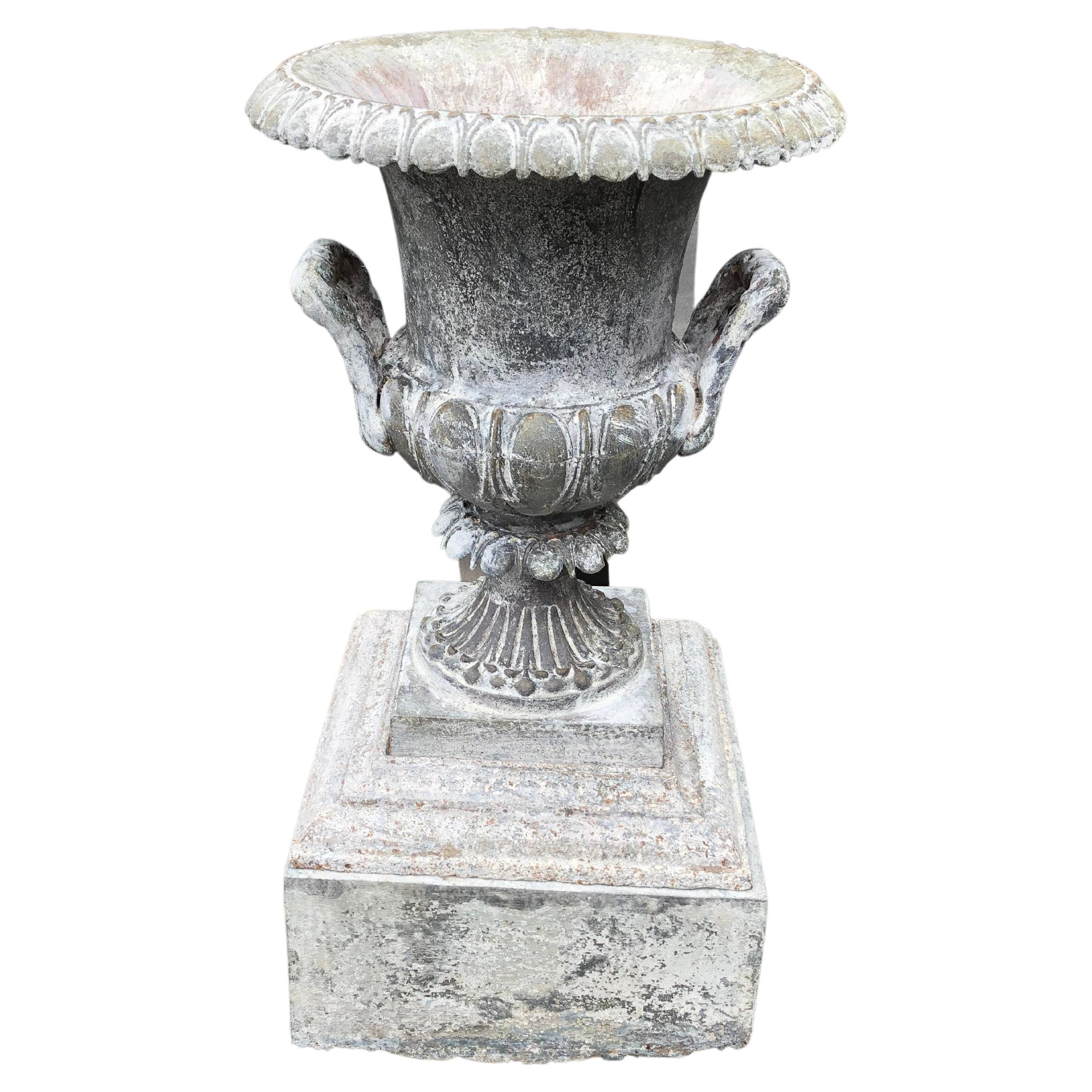 Marble Urn on Stone Plinth For Sale at 1stDibs