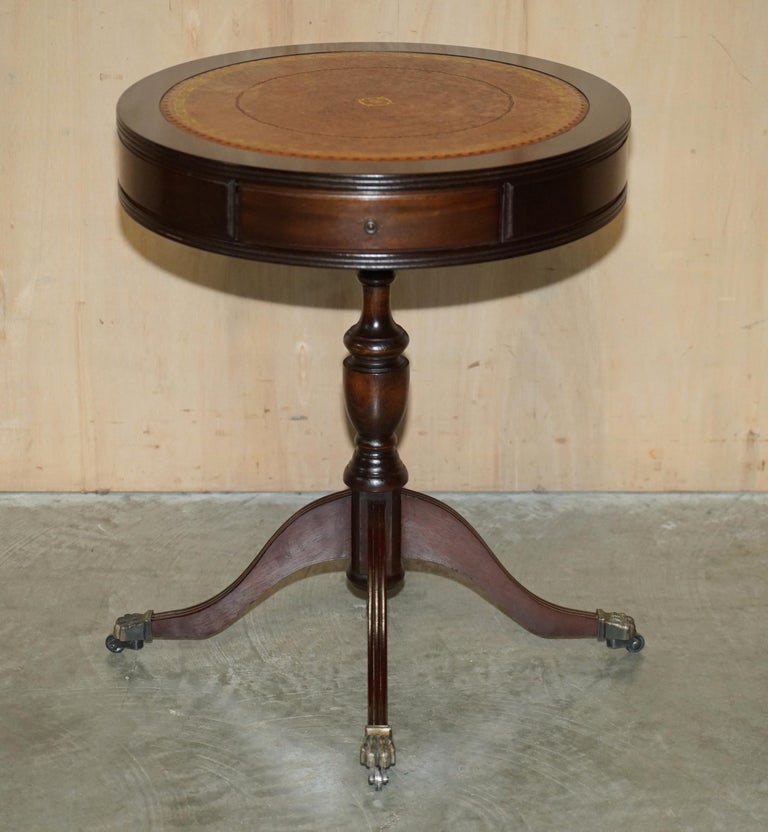 Lovely Decorative Cigar Brown Leather Twin Drawer Side End Lamp Wine ...