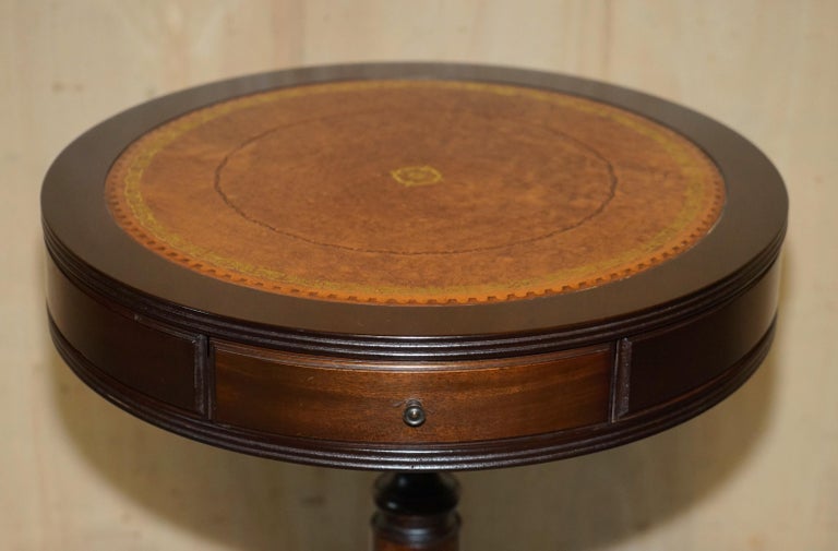 Lovely Decorative Cigar Brown Leather Twin Drawer Side End Lamp Wine ...