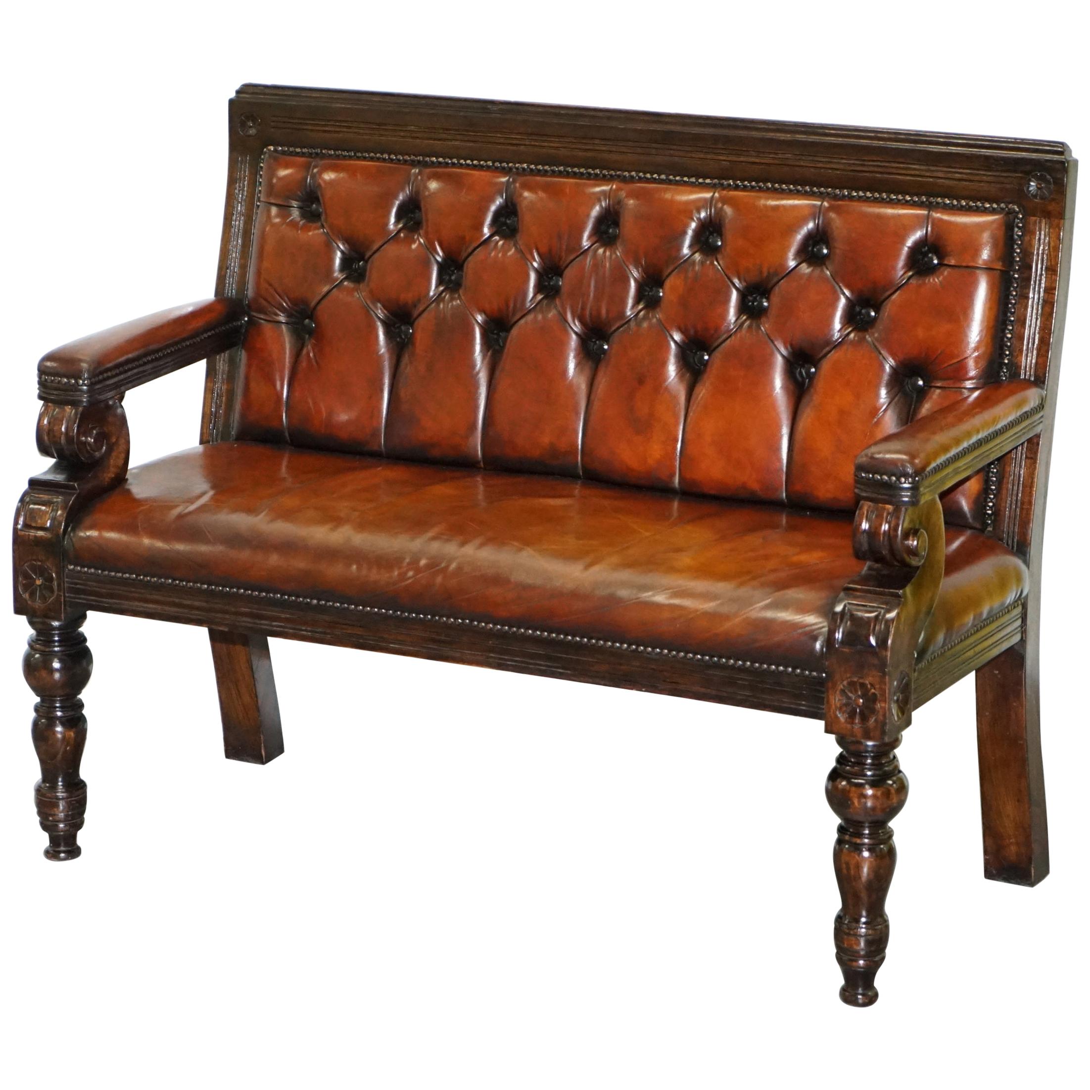 Exceptionally Rare 1840s Fully Restored Chesterfield Brown Leather Sofa ...