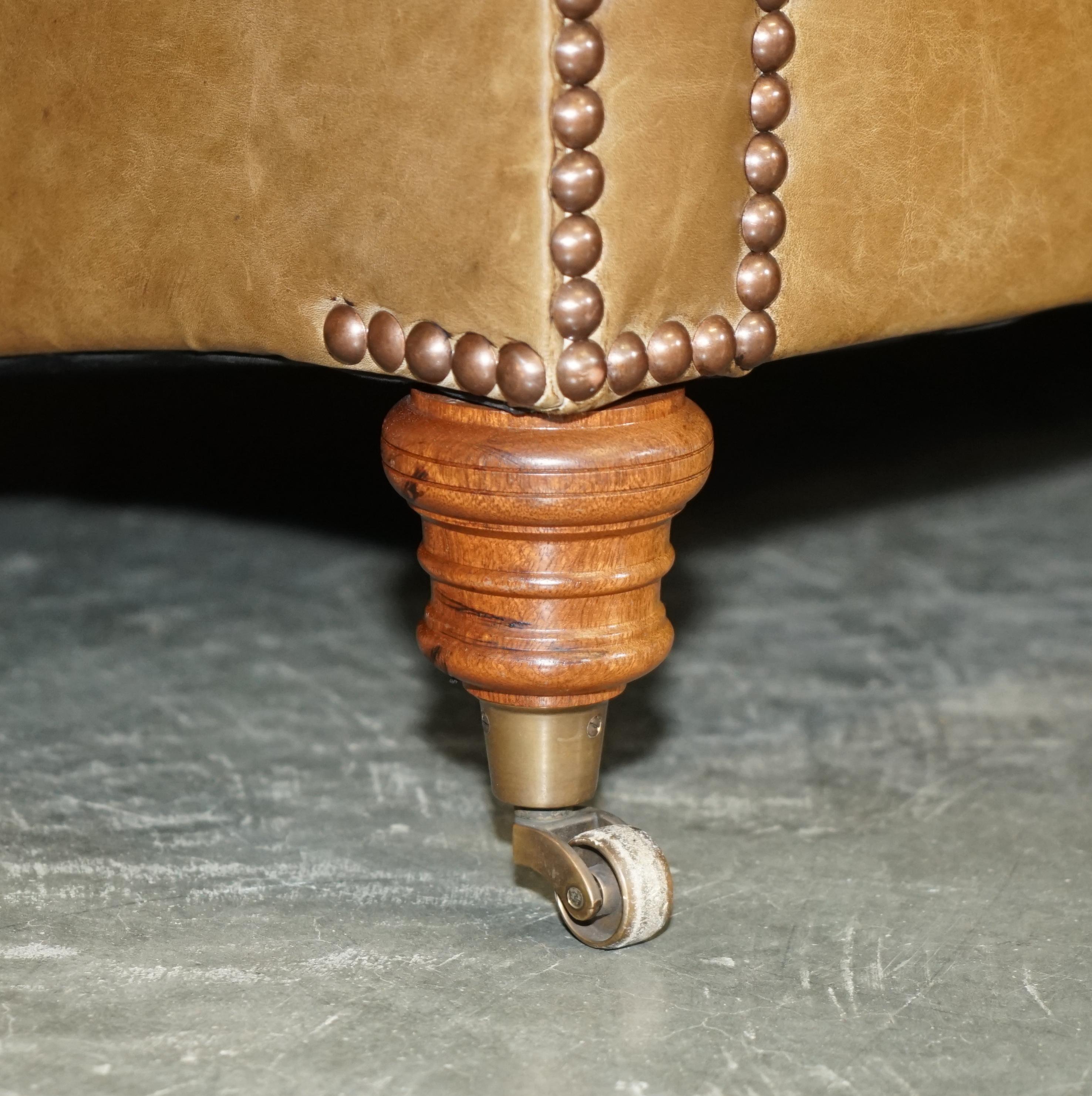 LOVELY GEORGE SMITH FULL SCROLL ARM CUSHiON BACK BROWN LEATHER SOFA For ...