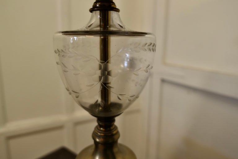Lovely Glass and Brass Table Lamp For Sale at 1stDibs