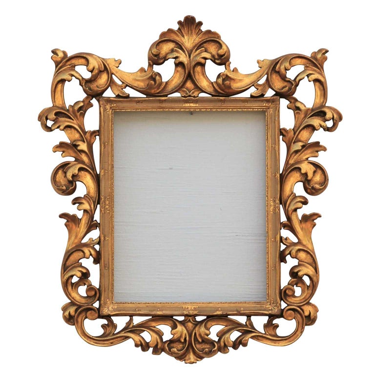 Lovely Gold Italian Highly Ornate Carved Frame For Sale at 1stDibs