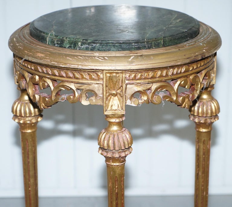 Lovely Green Marble Topped Giltwood French Rococo Stand Plants Busts ...