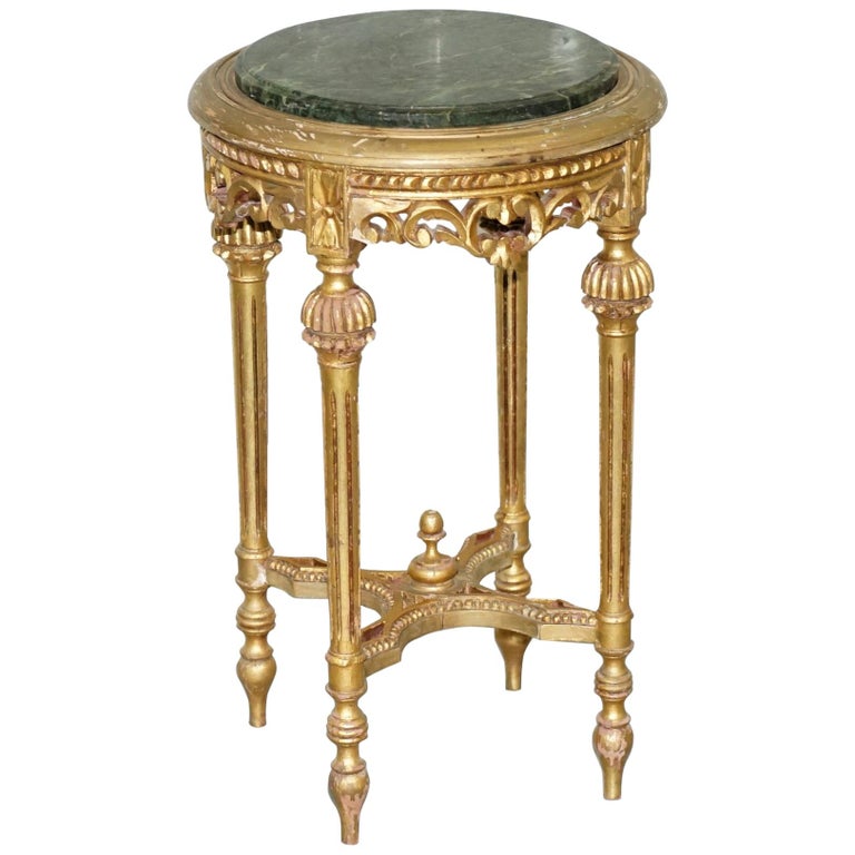 Lovely Green Marble Topped Giltwood French Rococo Stand Plants Busts ...