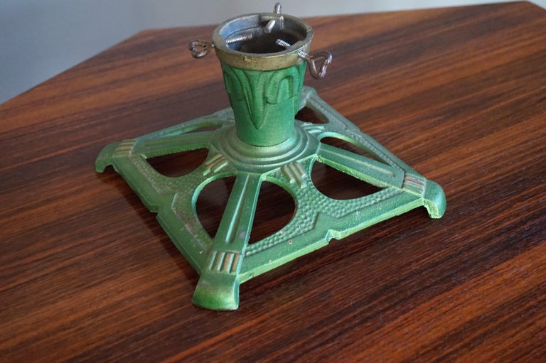 Lovely Handcrafted Cast Iron Art Deco Tree Stand for Small Christmas ...