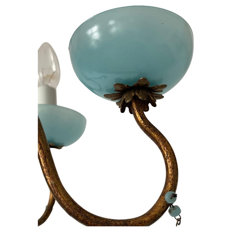 Lovely Italian Aqua Opaline Blue Chandelier, circa 1930s For Sale at ...