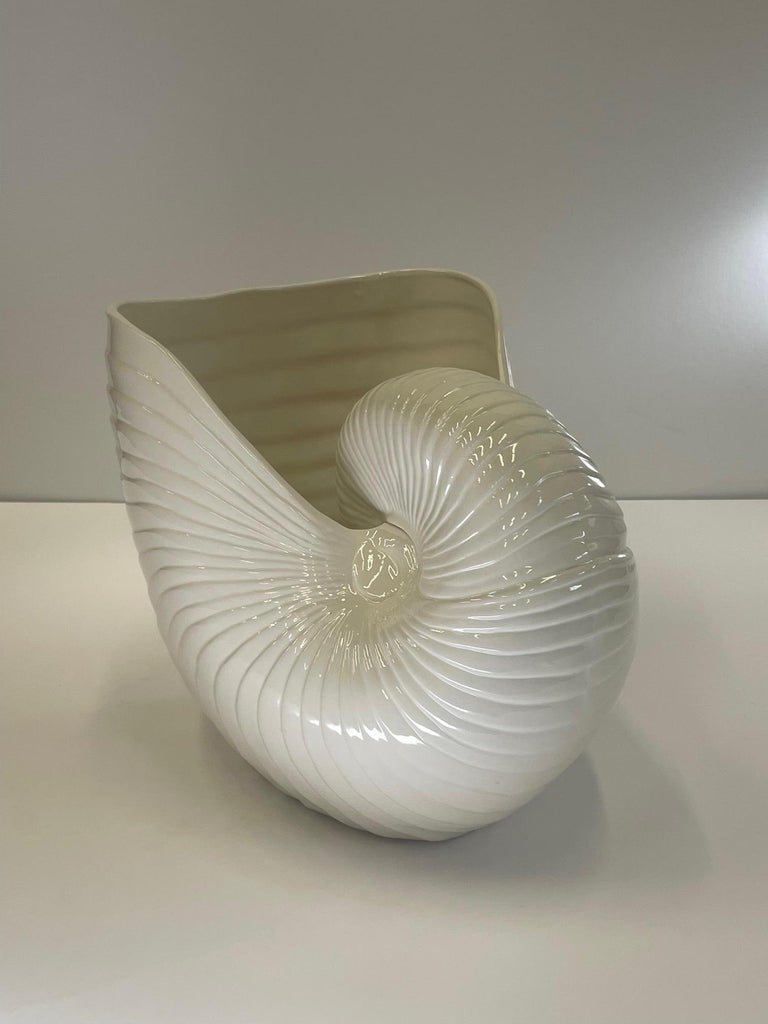 Lovely Large Italian Blanc de Chine Pottery Shell Shaped Vase For Sale ...