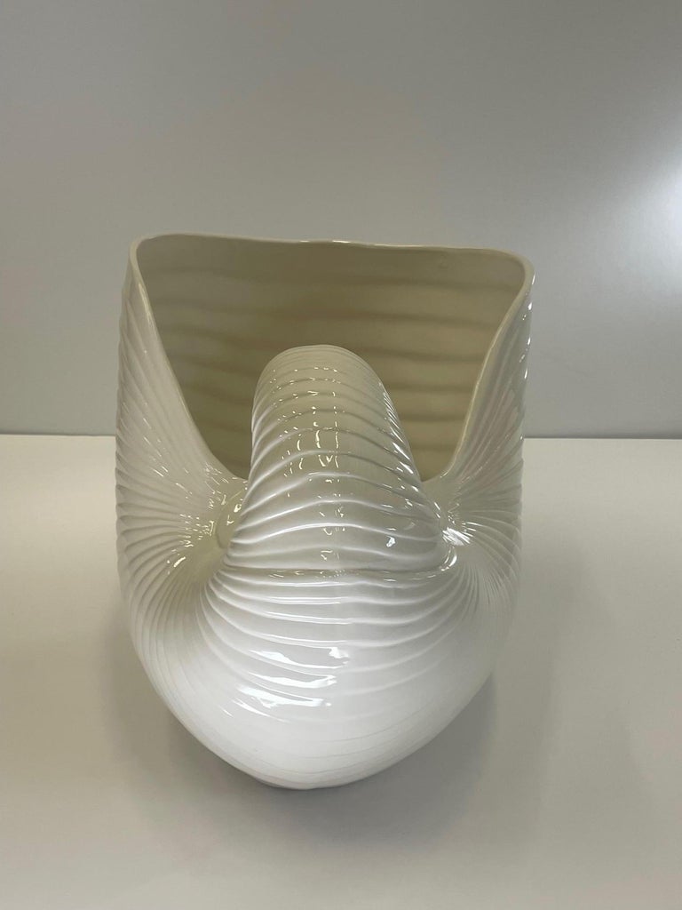 Lovely Large Italian Blanc de Chine Pottery Shell Shaped Vase For Sale ...