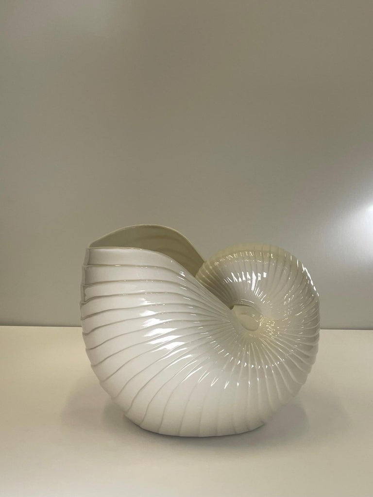 Lovely Large Italian Blanc de Chine Pottery Shell Shaped Vase For Sale ...