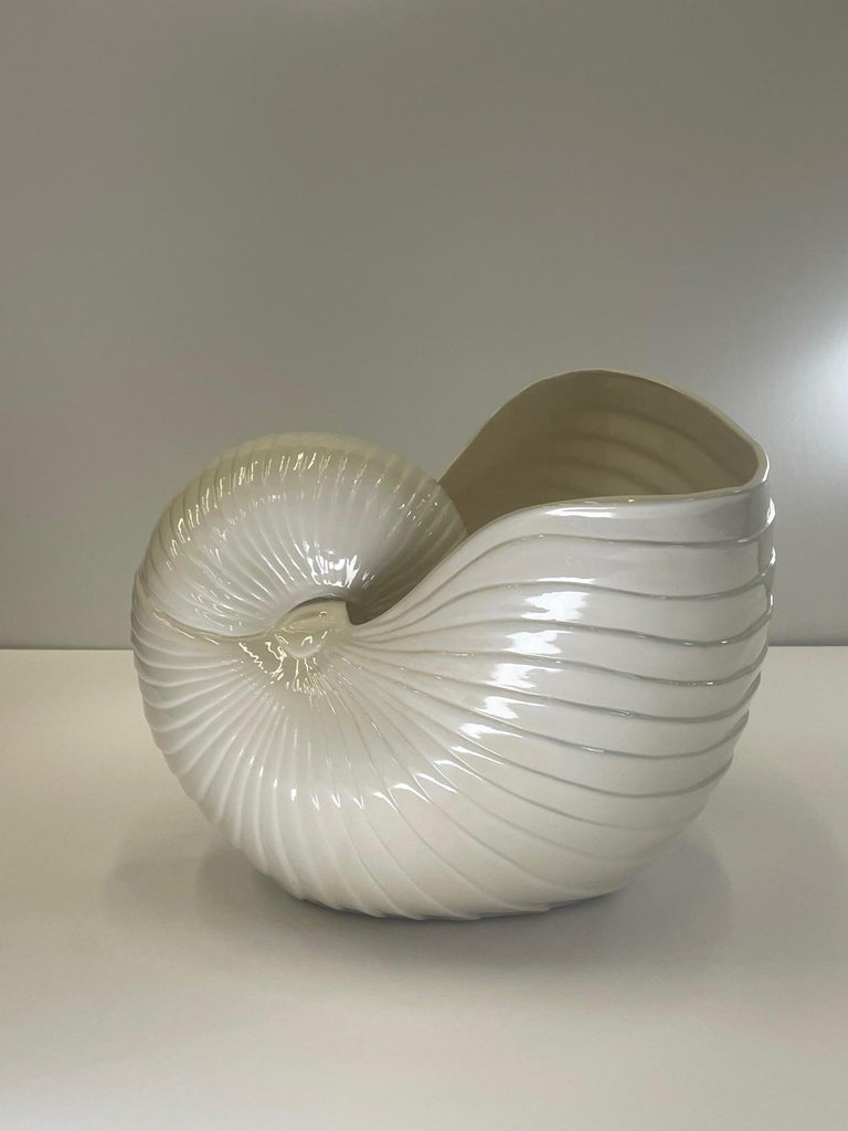 Lovely Large Italian Blanc de Chine Pottery Shell Shaped Vase For Sale ...