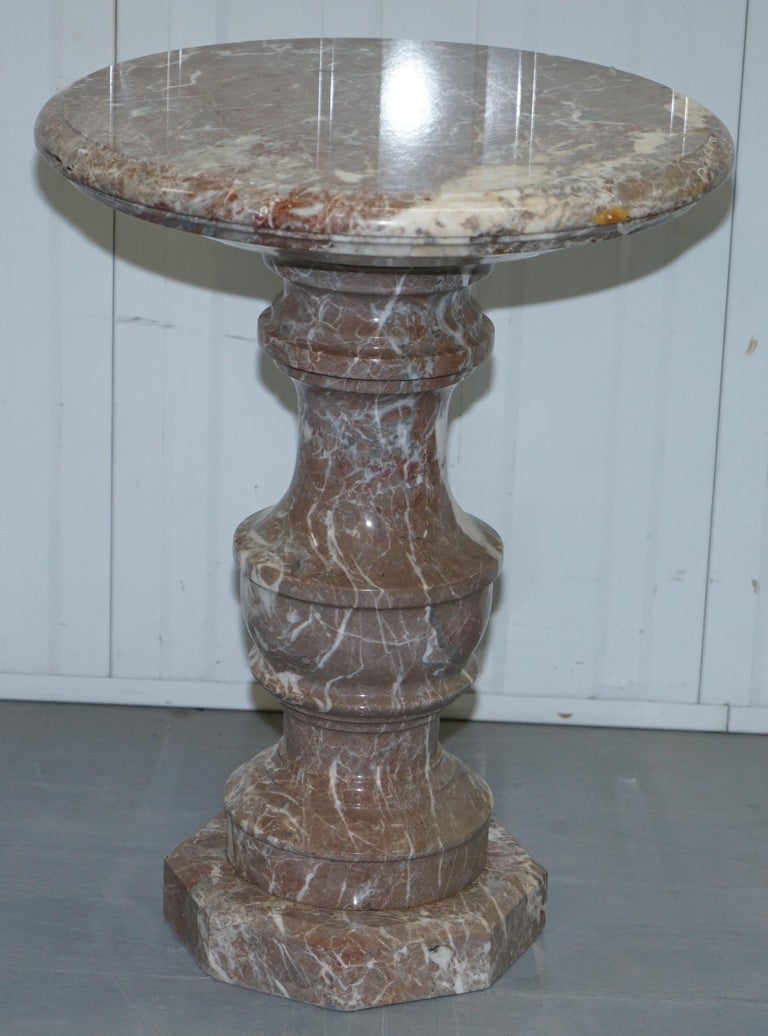 Lovely Large Solid Marble Side End Lamp Wine Occasional Centre Round ...