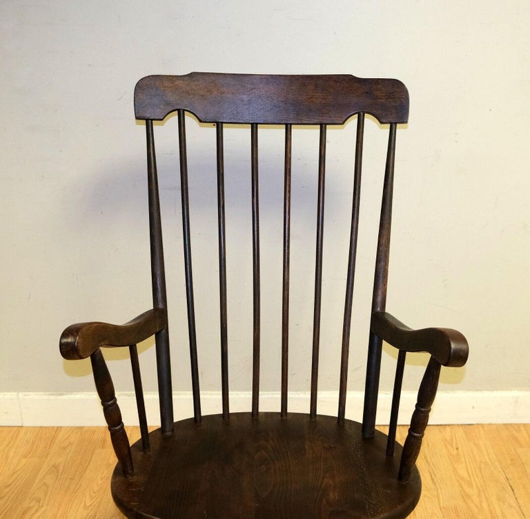 Lovely Mid-Century Modern Vintage Windsor Elm Slat Back Rocking ...