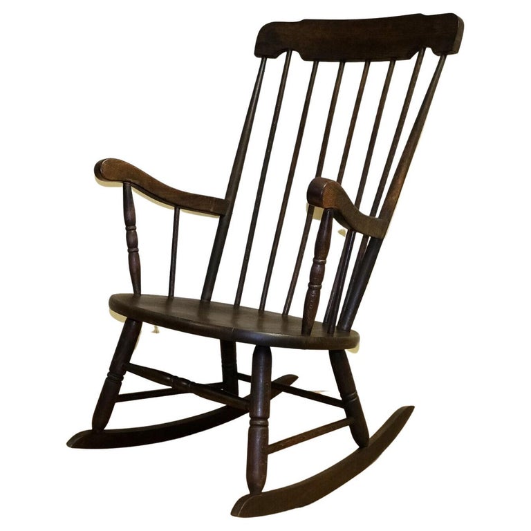 Lovely Mid-Century Modern Vintage Windsor Elm Slat Back Rocking ...