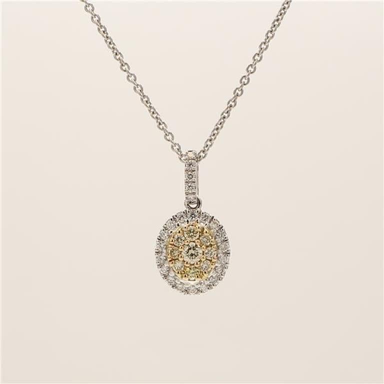 Natural Yellow Round and White Diamond .32 Carat TW Gold Cluster ...