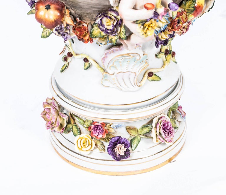 Pair Dresden Style Hand Painted Porcelain Vases at 1stDibs
