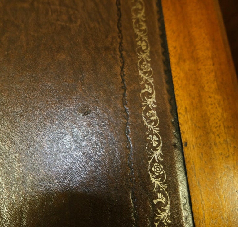 Lovely Pair of Brown Hardwood Filing Cabinets with Green Gold Leaf ...