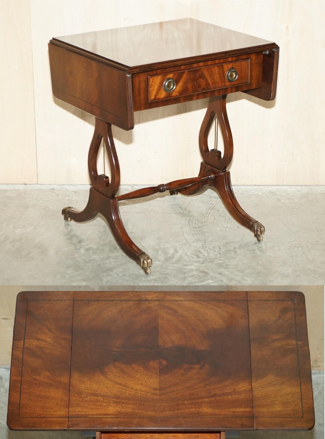 LOVELY PAIR OF FLAMED HARDWOOD EXTENDING SiDE END WINE TABLES LION PAW ...