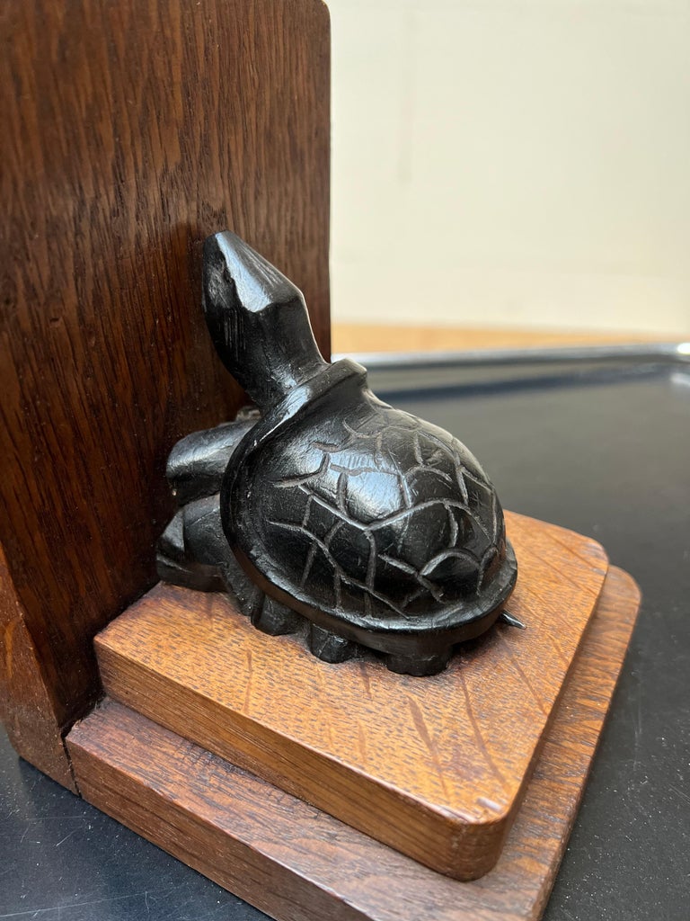 Lovely Pair of Hand Carved Art Deco Turtle Sculptures Out of Oakwood ...