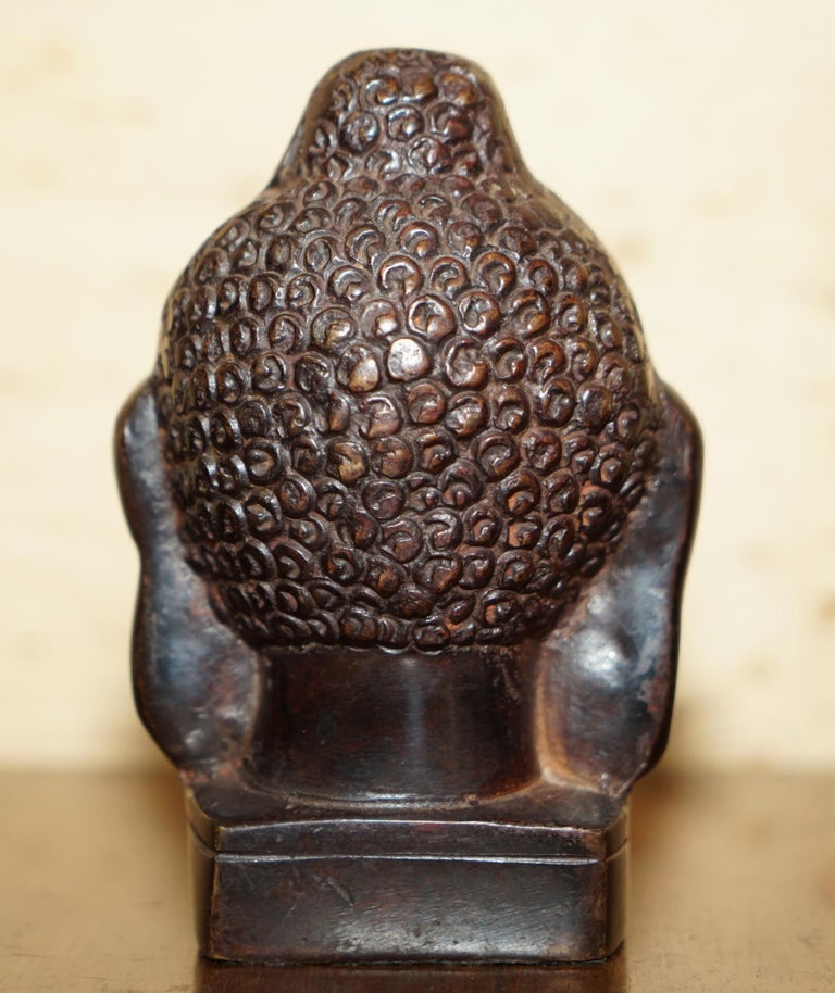 Lovely Pair of Indonesian Bronzed Buddha Heads Very Decorative Lovely ...